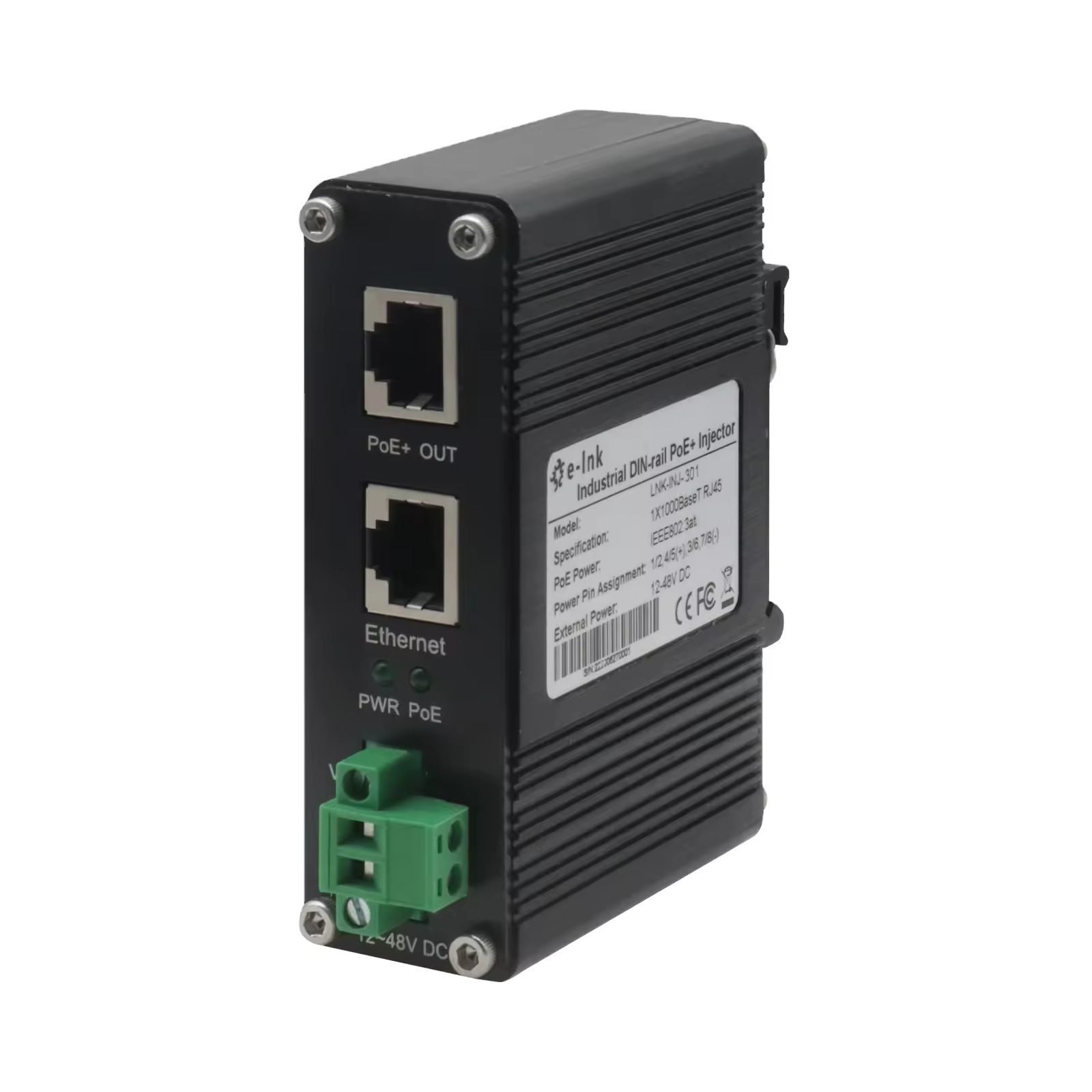 Inyector Gigabit PoE+ Industrial - E-link LNK-INJ301-30 – Kollella SPA